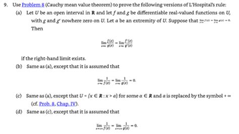 Solved Use Problem Cauchy Mean Value Theorem To Prove Chegg
