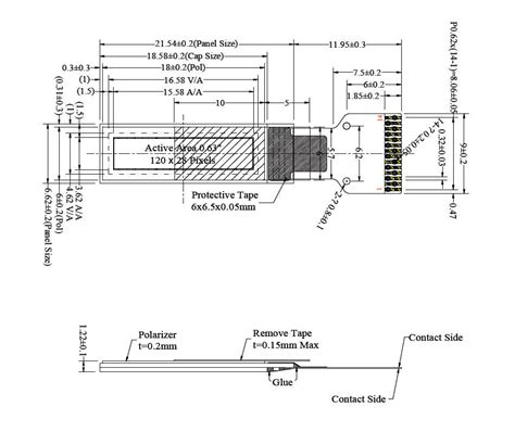 Oled 저소비전력 광시야각 고시인성 Oled모듈 I2c 063인치 Ultra Thin Oled 디스플레이 스크린 120x28 Ssd1312 14pins
