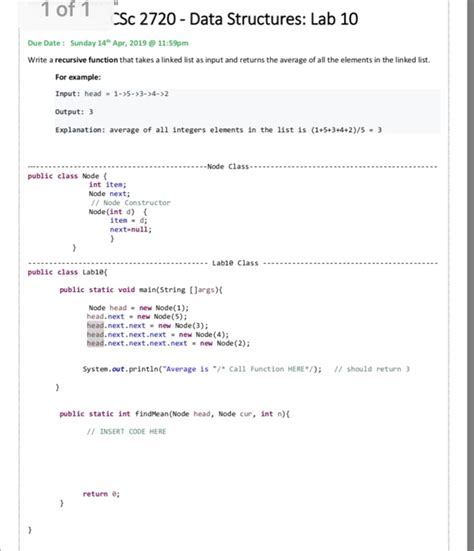 Solved 1 Of 1 Sc 2720 Data Structures Lab 10 Due Date