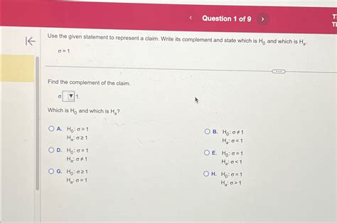 Solved Question 1 ﻿of 9use The Given Statement To Represent