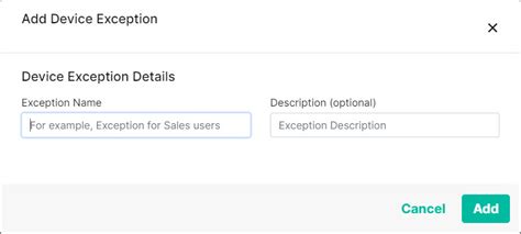 Adding A Device Exception
