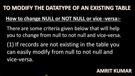 22 alter command to modify the datatype of an existing table by mr