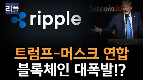리플xrp 트럼프 머스크 연합 블록체인으로 정부 효율성 대폭발 Youtube
