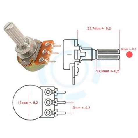 Potenciômetro Linear 5k 16mm Eixo Estriado Submarino