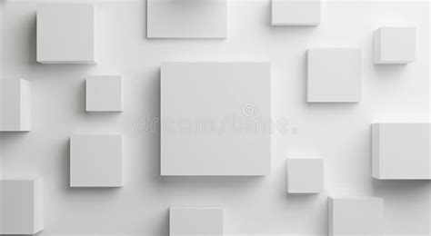 White Background With Cubes Of Different Sizes Creating An Abstract Composition Flat Lay