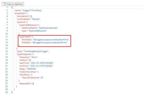 Azure How To Pass Tumbling Window Parameters To A Data Factory
