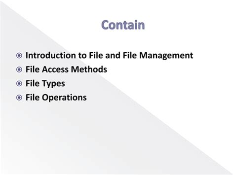 File Management File Concept Access Methods File Types And File