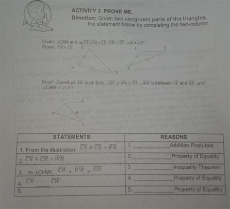 solved activity 3 prove me direction given two congruent parts of