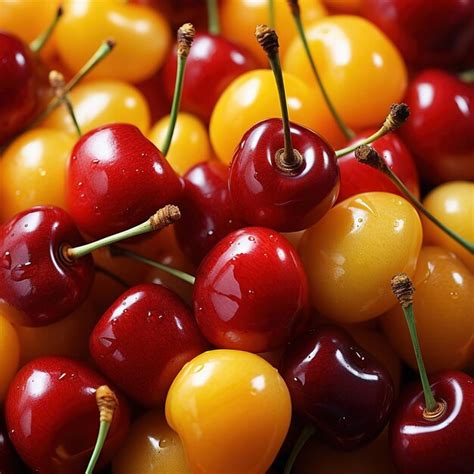 Premium Ai Image Close Up Red Cherryies With Water Drops
