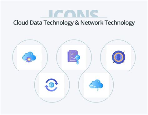 Cloud Data Technology And Network Technology Flat Icon Pack 5 Icon Design Web Computing