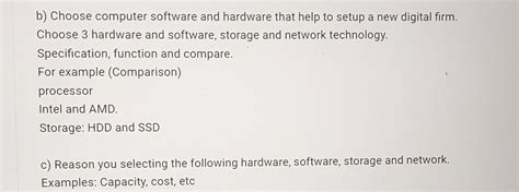 Solved B Choose Computer Software And Hardware That Help To Chegg