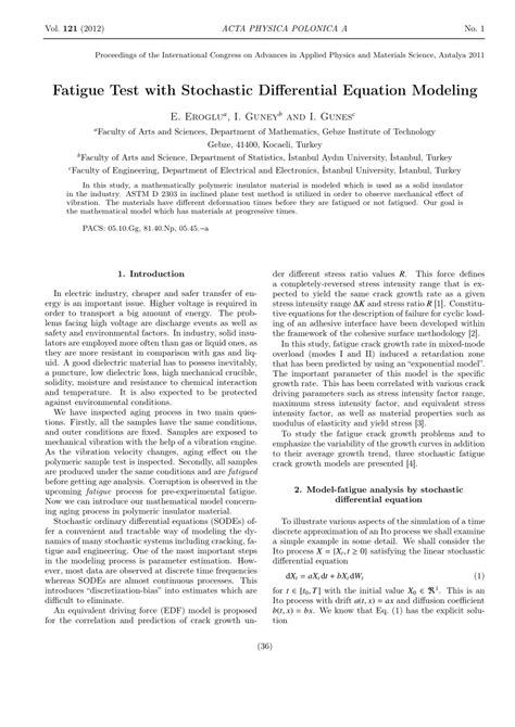 Pdf Fatigue Test With Stochastic Differential Equation Modeling