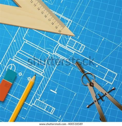 Vector Technical Blueprint Mechanism Engineer Illustration Stock Vector Royalty Free 400518589