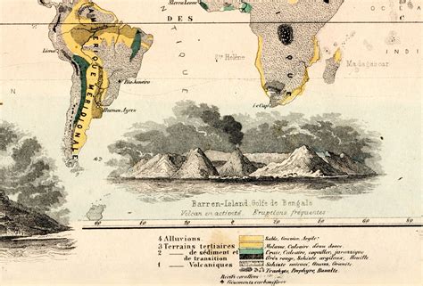 Geological World Map Antique Reproduction Dated 1858 Etsy
