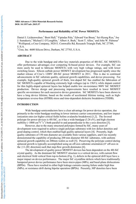 Pdf Performance And Reliability Of Sic Power Mosfets