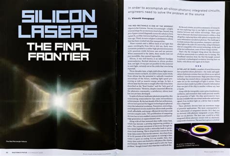 Vineeth Venugopal On Linkedin It Feels Great To See The Hard Copy Of My Article Silicon Lasers