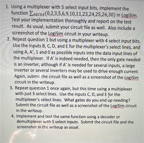 solved 1 using a multiplexer with 5 select input bits