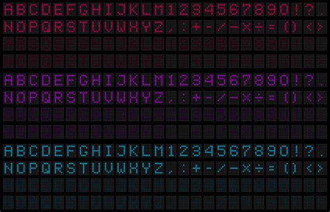 Led 디지털 알파벳 글꼴 전자 번호 디지털 디스플레이 문자 기호 기호 투명 한 배경에 고립의 크리에이 티브 벡터 일러스트 예술