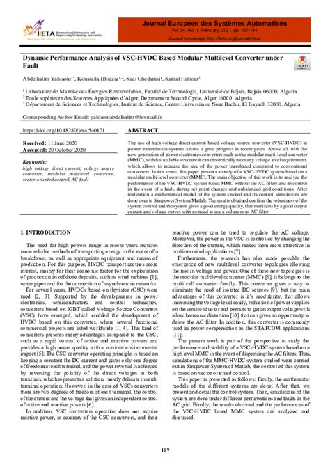 Pdf Dynamic Performance Analysis Of Vsc Hvdc Based Modular Multilevel Converter Under Fault