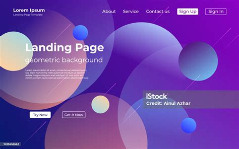 추상적인 창조적 인 보라색 다채로운 기하학적 랜딩 페이지 배경 트렌디 한 그라디언트 모양 구성 Eps10 벡터 0명에 대한 스톡 벡터 아트 및 기타 이미지 Istock