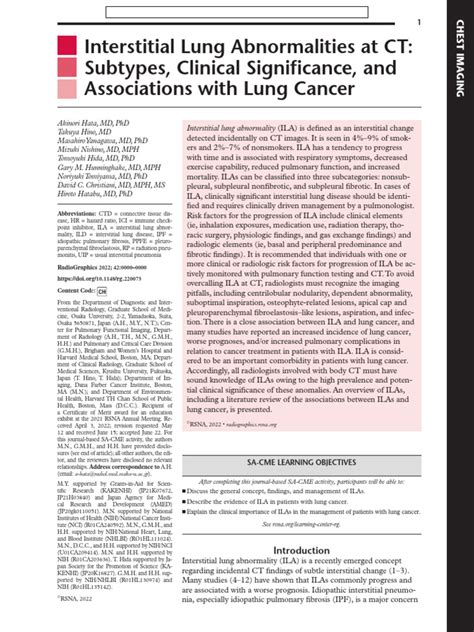 Interstitial Lung Abnormalities At Ct Pdf Lung Lung Cancer