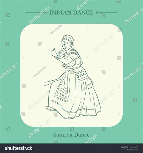 Sattriya Dance Line Drawing Vector Stock Vector Royalty Free