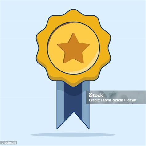 별과 리본이 있는 품질 보증 메달 개념입니다 고품질 등급 보상 또는 보장 승인 또는 인증 메달 배경에 교육 아이콘 플랫 벡터 디자인 일러스트 3차원 형태에 대한 스톡 벡터