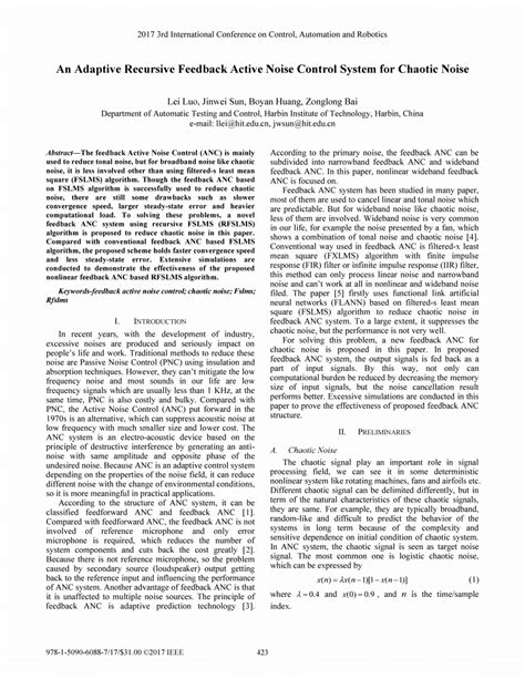 Pdf An Adaptive Recursive Feedback Active Noise Control System For Chaotic Noise