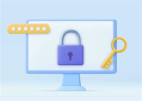 3d Computer Screen With Lock Personal Data Security 3d Rendering Vector Illustration 35727131