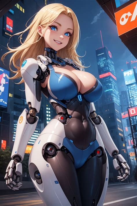 Rule 34 1robot Girl Ai Generated Android Blonde Hair Blue Eyes Cleavage Jinzo1993 Long Hair