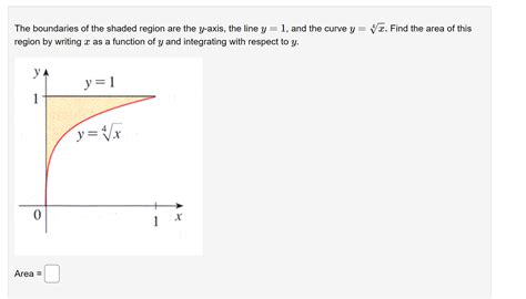 the boundaries of the shaded region are the y axis the line y 1 and the curve y √ x find the