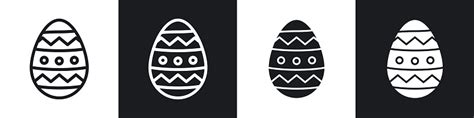부활절 달걀 아이콘은 흑인과 백인으로 채워진 선 스타일로 설정됩니다 4월에 대한 스톡 벡터 아트 및 기타 이미지 4월 개념 개념과 주제 Istock