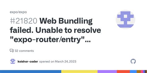 web bundling failed unable to resolve expo router entry from index
