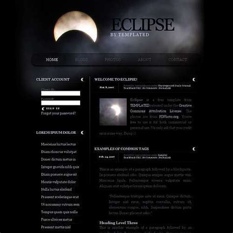 Eclipse CSS Templates TEMPLATED