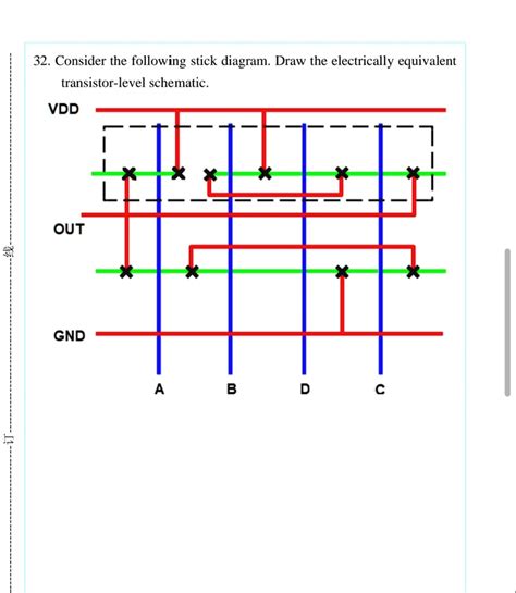 Solved 32 Consider The Following Stick Diagram Draw The Electrically Equivalent Transistor