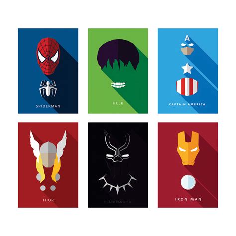 Marvel Superhero Wall Posters Pack Of 6 A4 Size Stickerly
