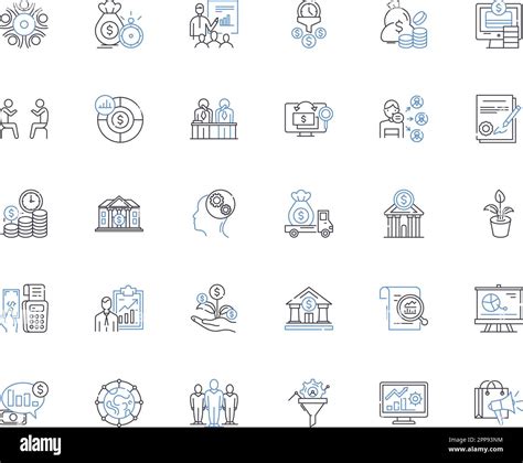 Sales Direction Line Icons Collection Strategy Target Pipeline Funnel Conversion