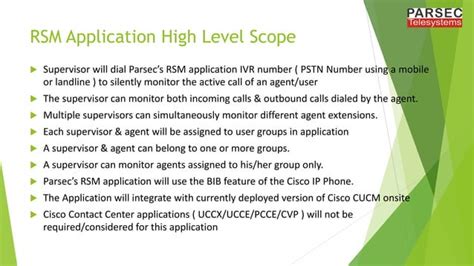 Mars Remote Silent Monitoring Rsm For Cisco Cucm Ppt