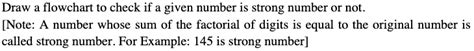 Draw A Flowchart To Check If A Given Number Is Strong Number Or Not [note A Number Whose Sum