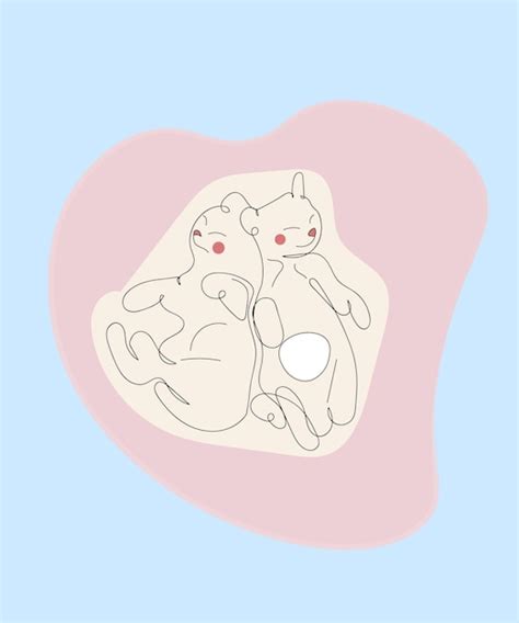 손으로 그린 잠자는 고양이의 한 라인 아트 프리미엄 벡터