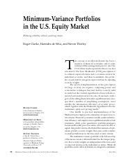 Minimum Variance Pdf Minimum Variance Portfolios In The U S Equity Market Reducing