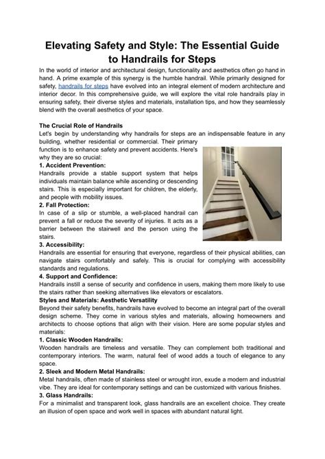 Ppt Elevating Safety And Style The Essential Guide To Handrails For Steps Powerpoint