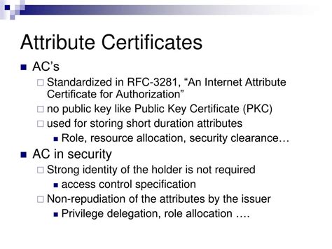 Ppt Secure Information Sharing Using Attribute Certificates And Role