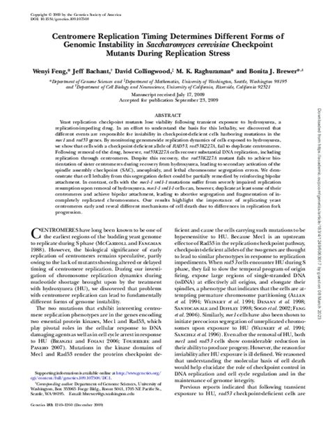 Pdf Centromere Replication Timing Determines Different Forms Of