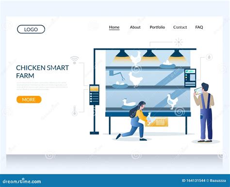 chicken smart farm vector website landing page design template stock