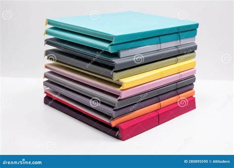 A Stack Of Notebooks Each With A Different Colored Cover Stock Photo Image Of Composition