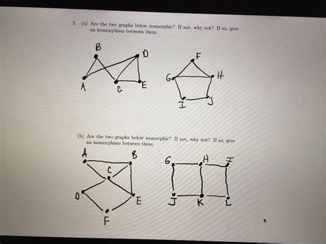 solved 2 a are the two graphs below isomorphic if not
