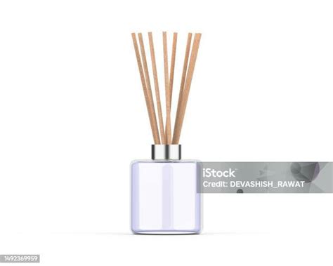 빈 리드 디퓨저 아로마 스틱 향수 향수 종이 상자 포장 모형 템플릿 3d 렌더링 그림 디퓨저 헤어드라이어에 대한 스톡 사진 및