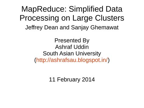 mapreduce simplified data processing on large clusters ppt