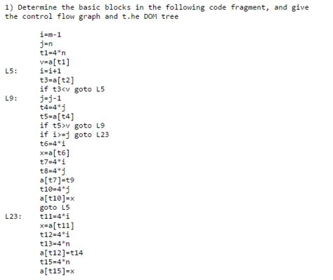 solved determine the basic blocks in the following code